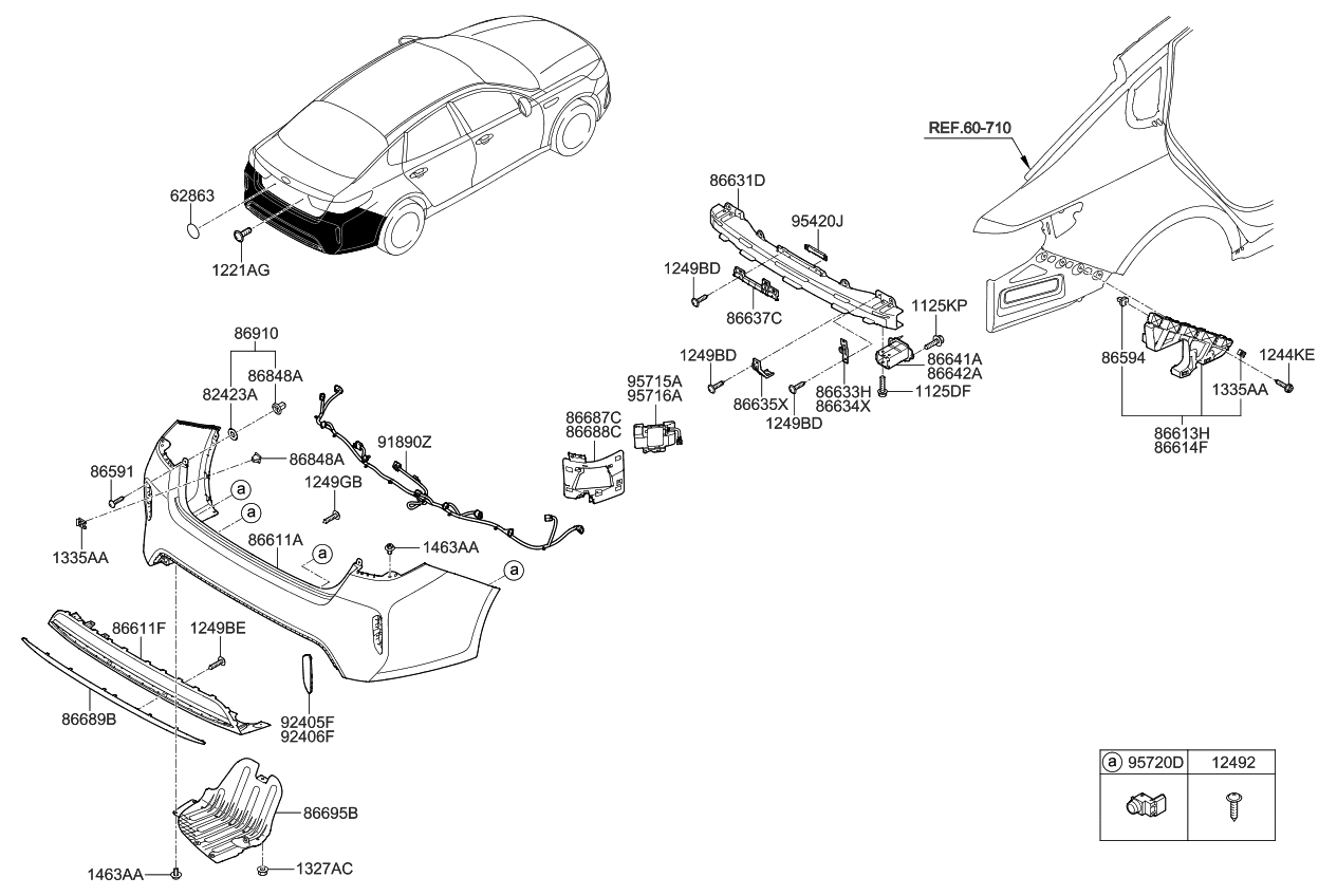86635A8100 - Genuine Kia BRACKET-REAR RAIL LOWER