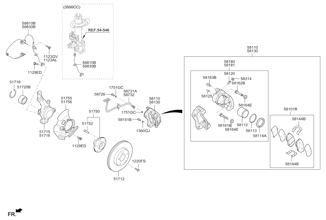517203S100 - Genuine Kia BEARING-FRONT WHEEL HUB