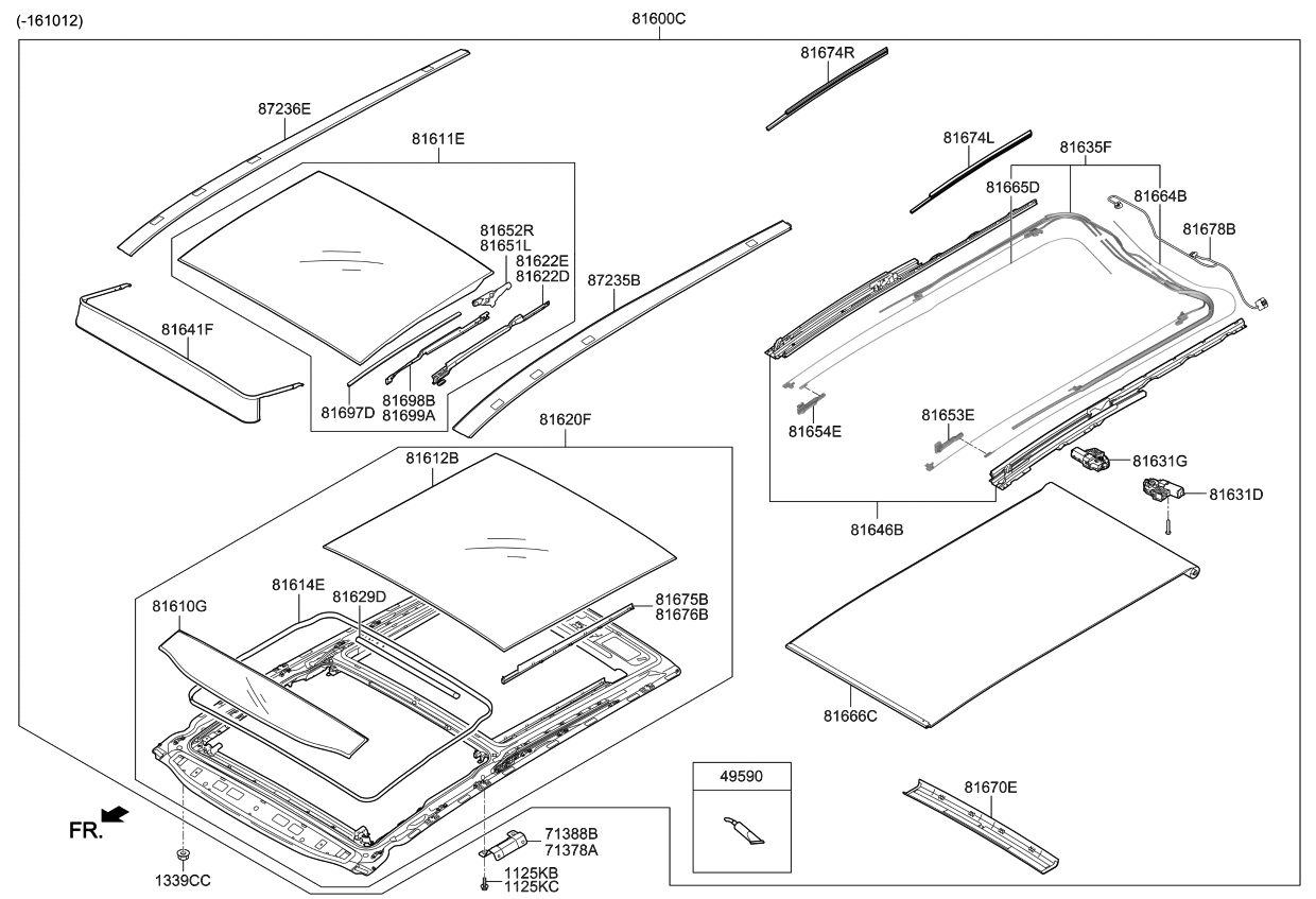 81611C5000 - Genuine Kia PANEL ASSEMBLY-PANORAMAROOF