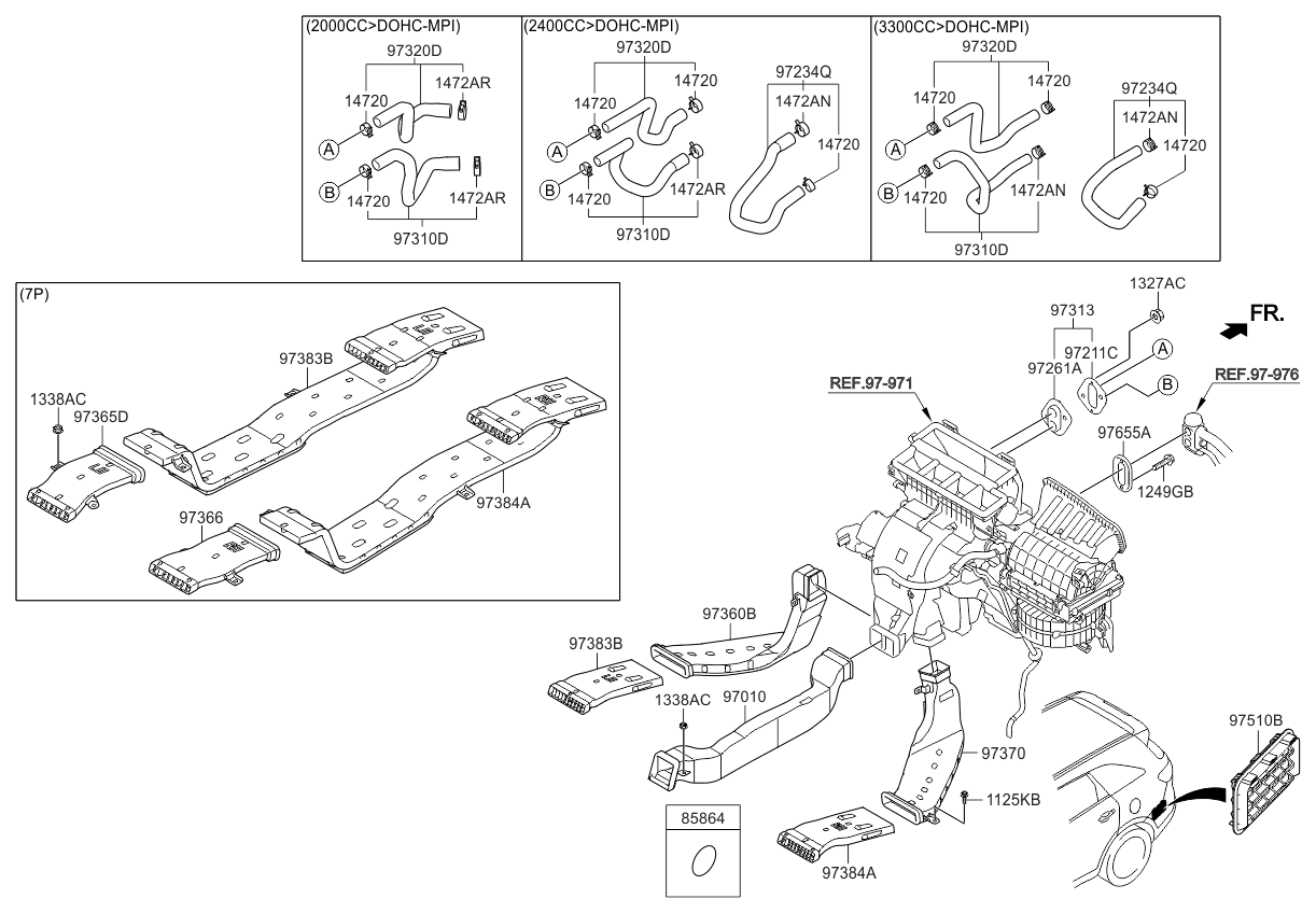 97311C5300 Genuine Kia Hose Assembly-Water Inlet