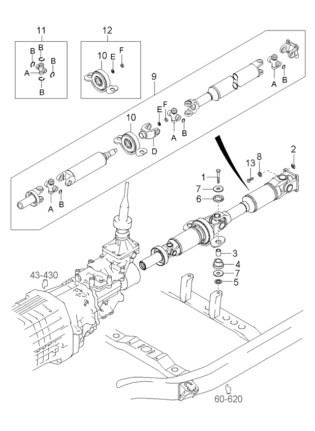 491003E000 Genuine Kia PROPELLER Shaft,Front