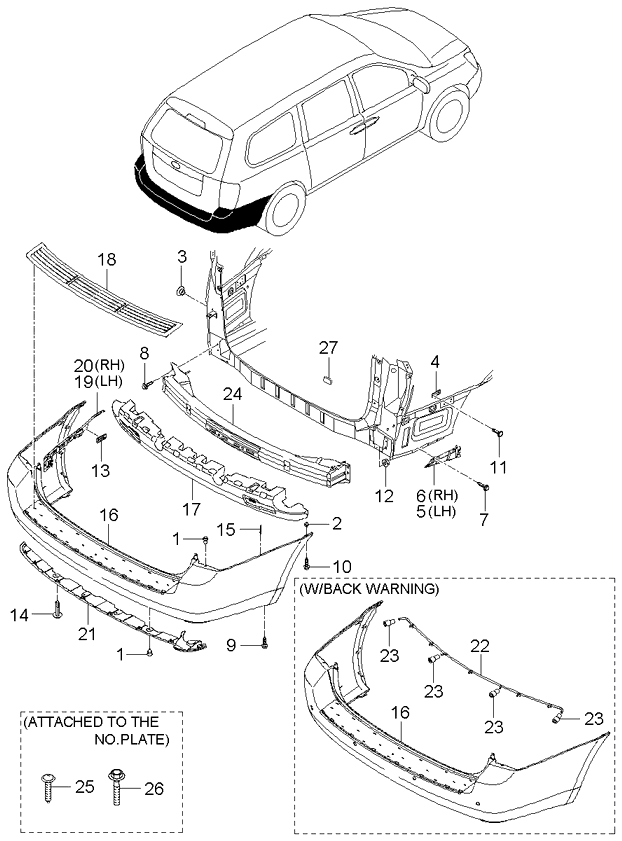 866914D000 Genuine Kia Cover-Rear Bumper UNDE