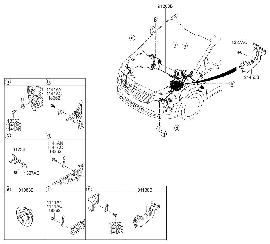 91223A9170 Genuine Kia Wiring Assembly-Front
