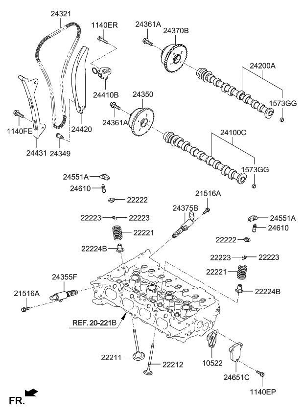 243702E650 Genuine Kia Cvvt Assembly-Exhaust