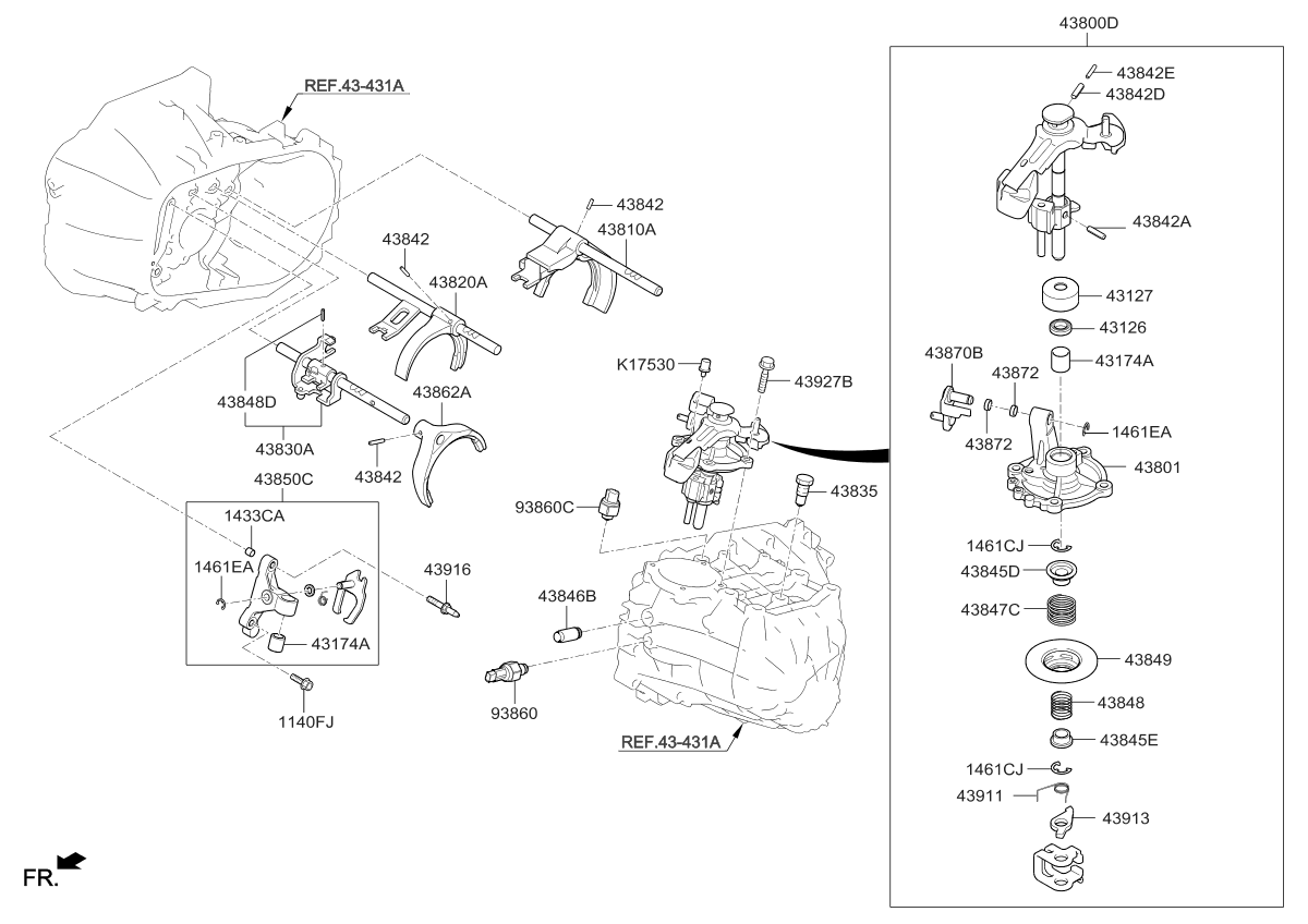 438002D100 Genuine Kia Actuator Assembly-Gear