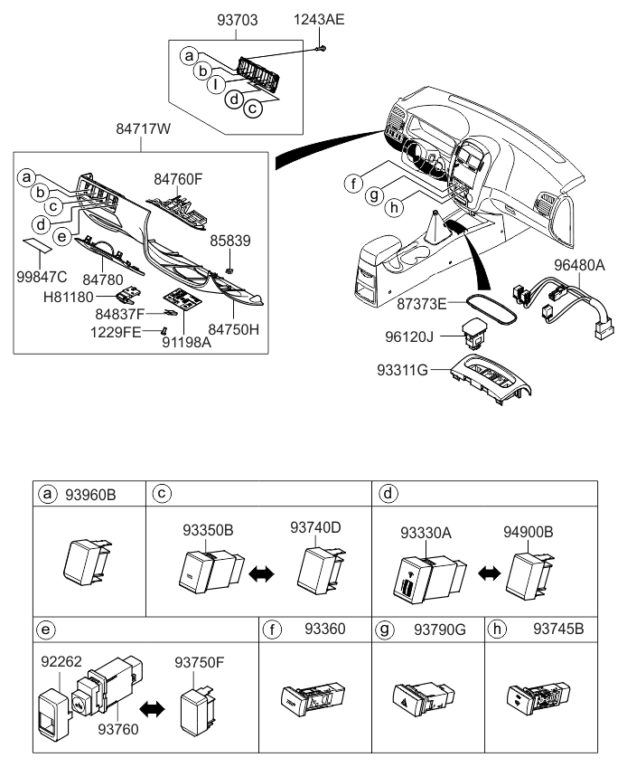 933002F061VA Genuine Kia Switch Assembly-Side Crash Pad