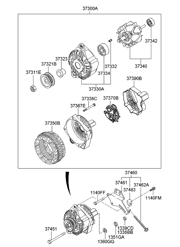 3736022651 Genuine Kia Rectifier Assembly-Generator