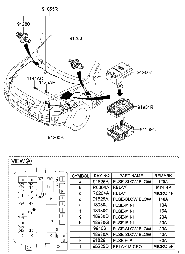 912001F160 Genuine Kia Wiring Assembly-Front