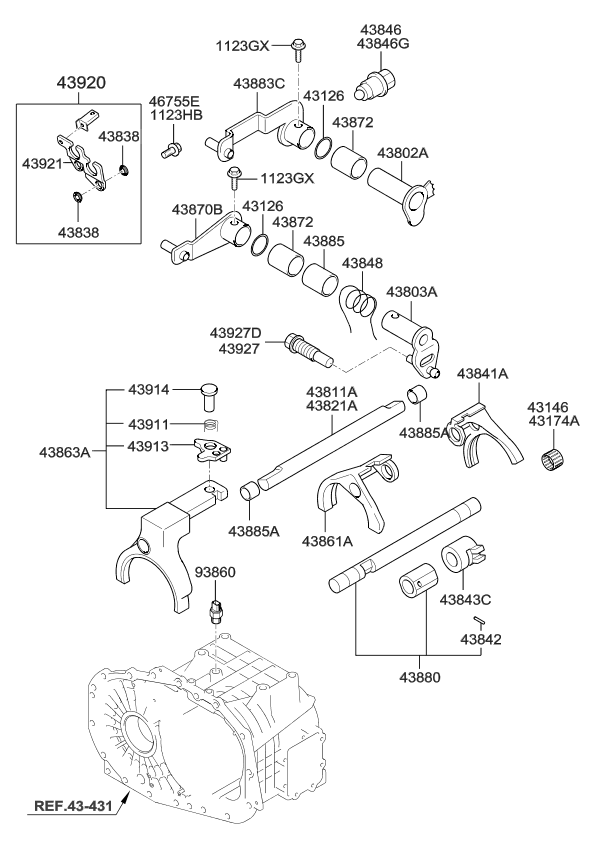 4387039300 Genuine Kia Lever-Select
