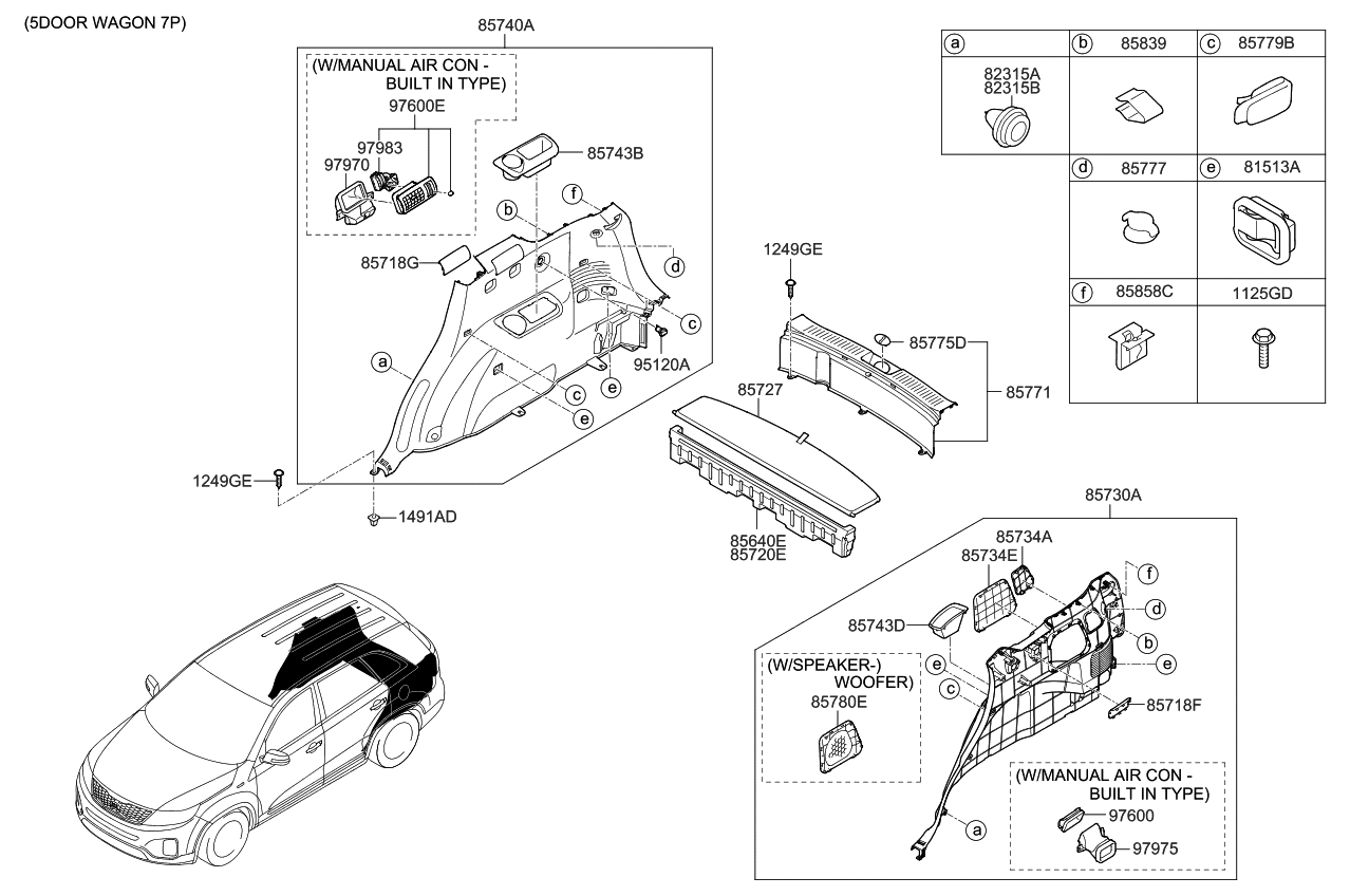 857701U500VA Genuine Kia Trim-Transverse Rear