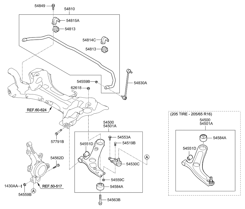 545014R000 - Genuine Kia ARM COMPLETE-FRONT LOWER
