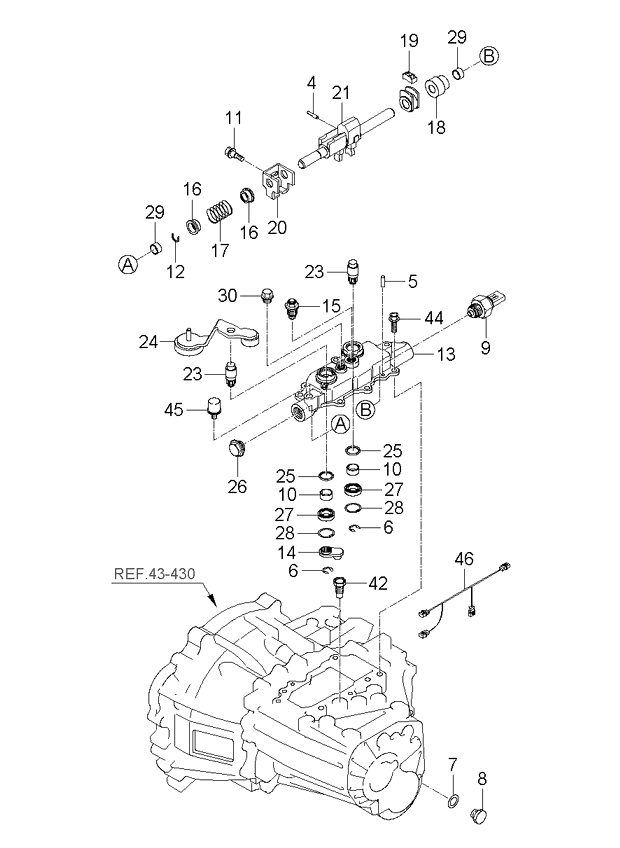 4387323012 Genuine Kia Shoe-Select Lever