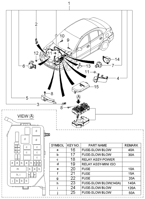 912021G040 Genuine Kia Wiring Assembly-Front