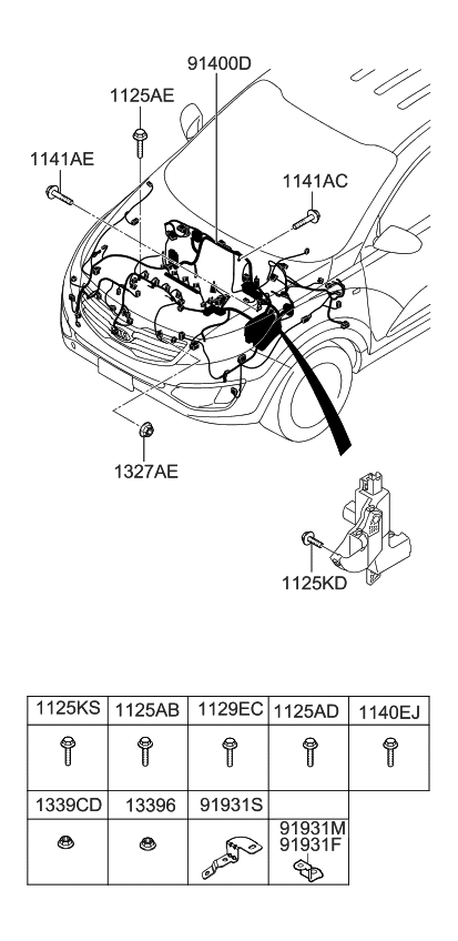 914113W700 Genuine Kia Wiring Assembly-Control