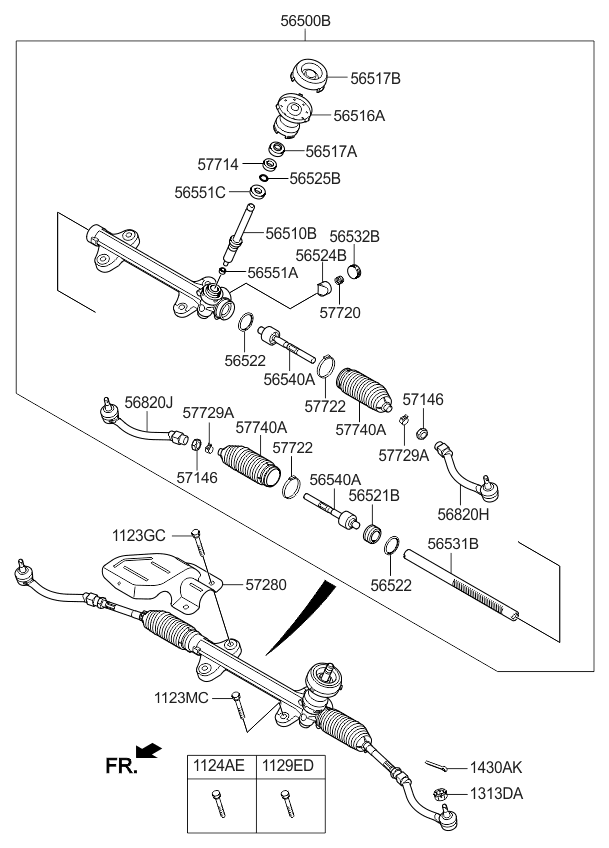 56500A7100 Genuine Kia Gear Assembly-Steering