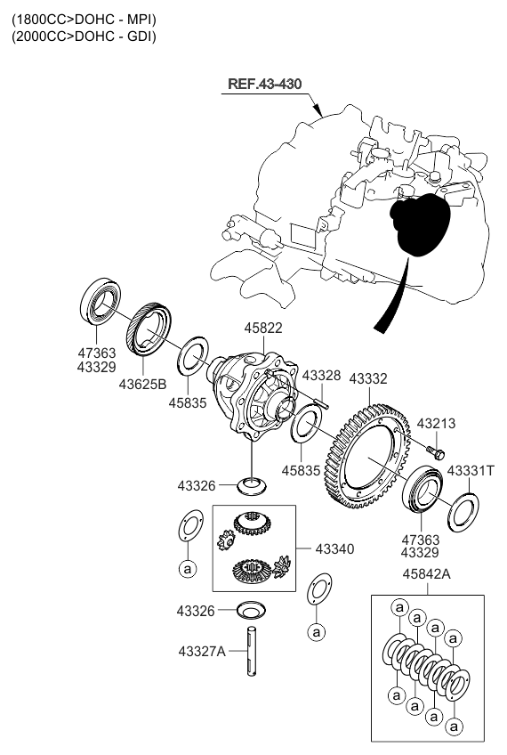 4333232370 Genuine Kia Gear-Differential Drive