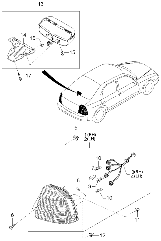 0K2DJ51160 Genuine Kia Lamp-Rear Combination,LH
