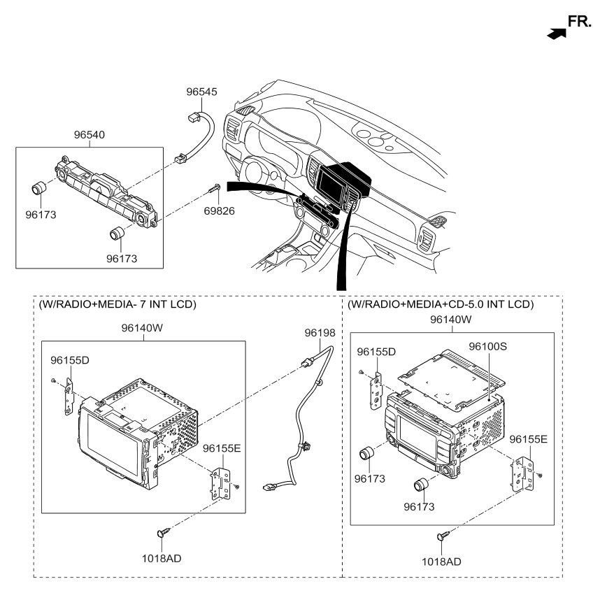96540D9100WK Genuine Kia Keyboard Assembly-Avn