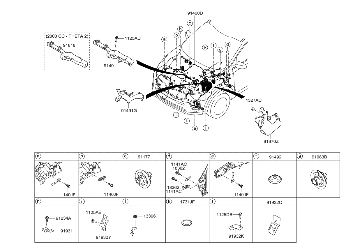 91470D9160 Genuine Kia Wiring Assembly-Control