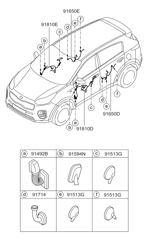 91600D9130 Genuine Kia Wiring Assembly-Front Door(Door