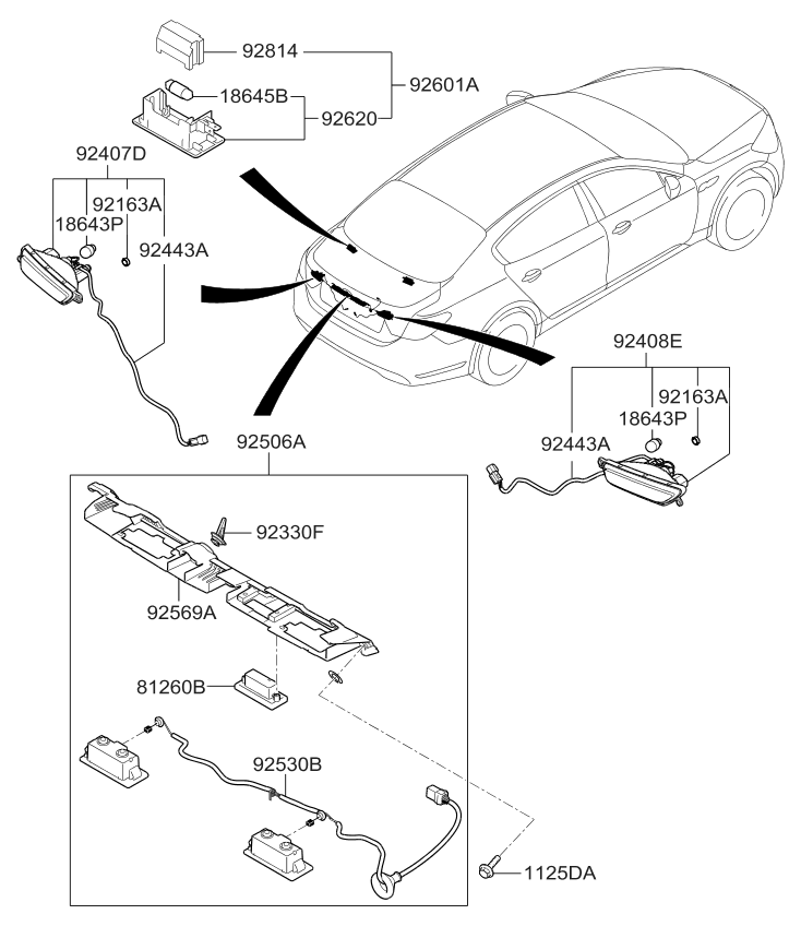 924073T000 Genuine Kia Back Up Lamp Assembly,LH