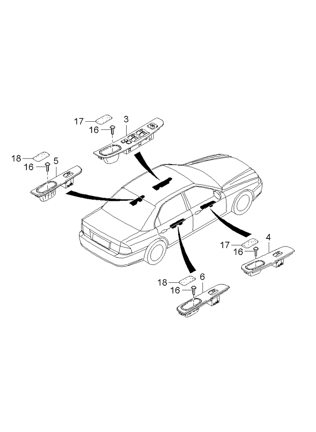 935823C500 Genuine Kia Pad-Pw Switch, Rear