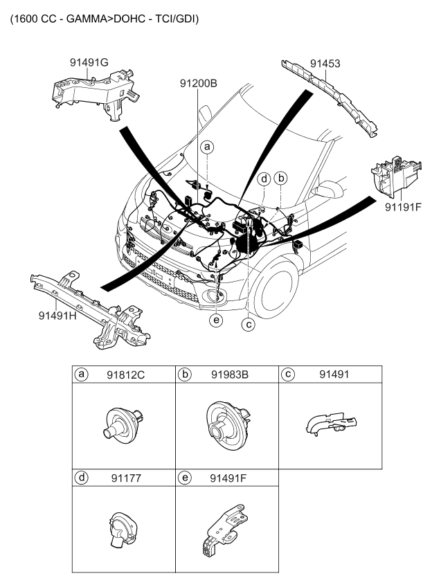 91302B2120 Genuine Kia Wiring Assembly-Front