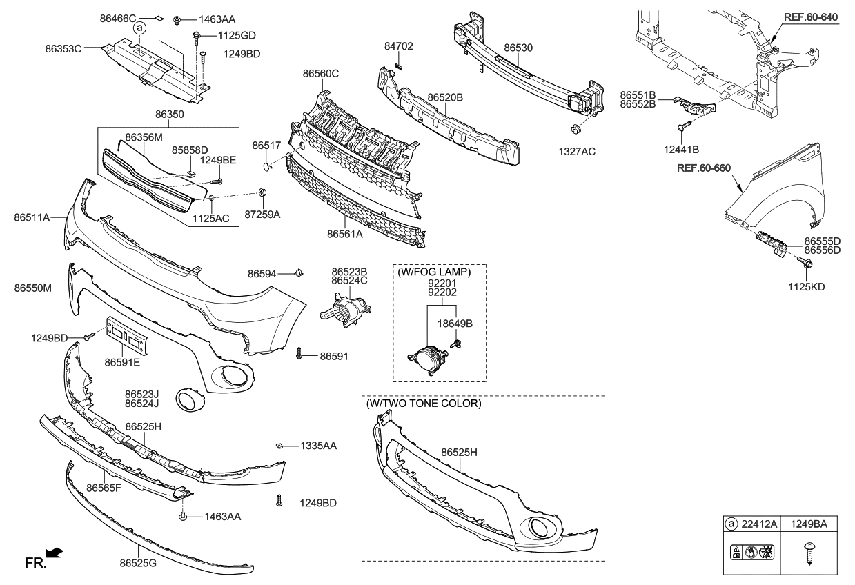 86516B2510 - Genuine Kia COVER-FRONT BUMPER FOG
