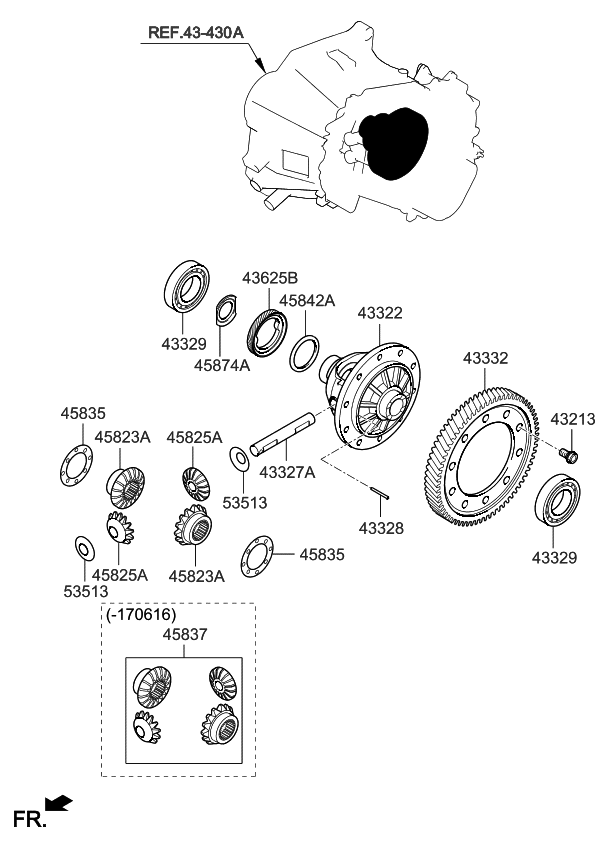 4332226100 Genuine Kia Case-Differential