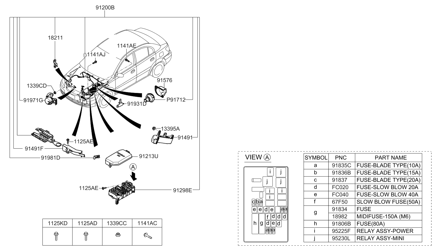 912021G011 Genuine Kia Wiring Assembly-Front