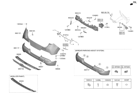 86611K0000 Genuine Kia Rear Bumper Upper Cover