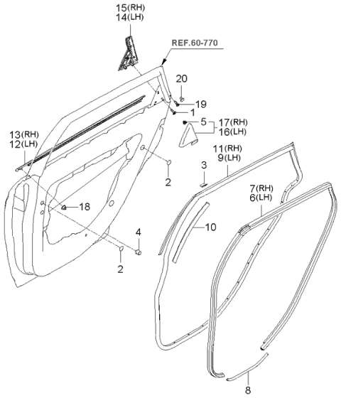 831102F200IM Genuine Kia WEATHERSTRIP-Rear Door Body Side
