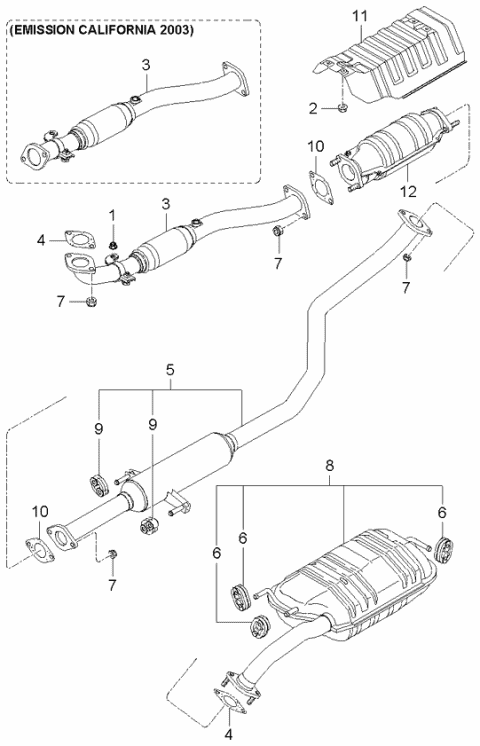 Muffler & Exhaust Pipe - 2005 Kia Spectra Hatchback
