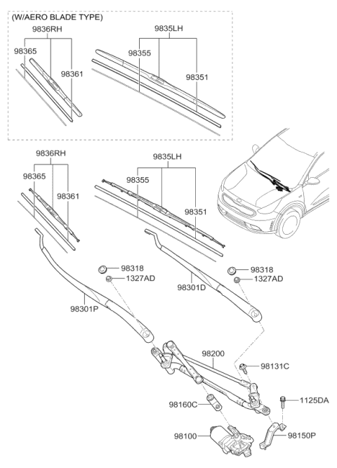 983503S300 Genuine Kia Driver Windshield Wiper Blade Assembly
