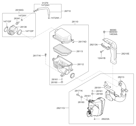 282111W170 Genuine Kia Duct-Air "B"