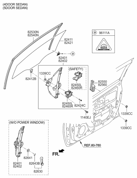 Front Door Window Regulator & Glass - 2017 Kia Rio