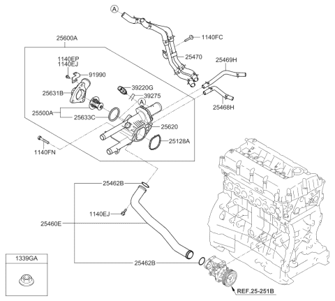 256203L350 Genuine Kia Housing Assembly-Thermostat