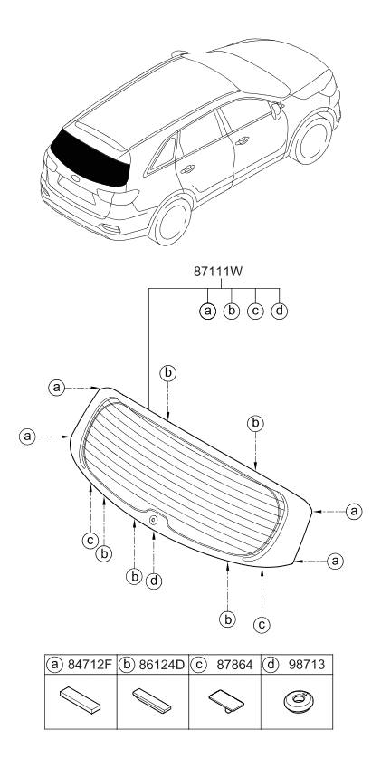 87110C6000 Genuine Kia Glass Assembly-Tail Gate