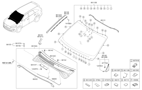 86430C5000 Genuine Kia Weatherstrip-Hood