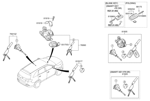 Key & Cylinder Set - 2016 Kia Sorento