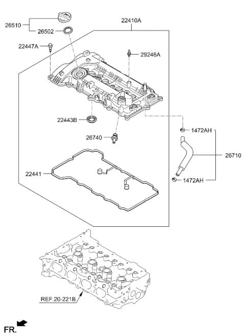 224412E700 Genuine Kia Gasket-Rocker Cover
