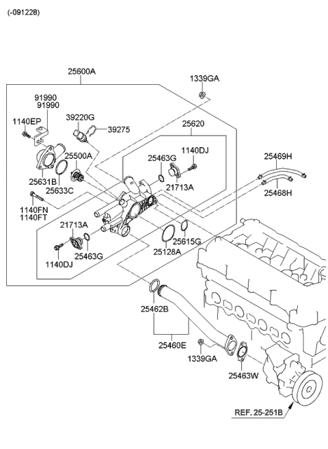 256202G000 Genuine Kia Case-Thermostat