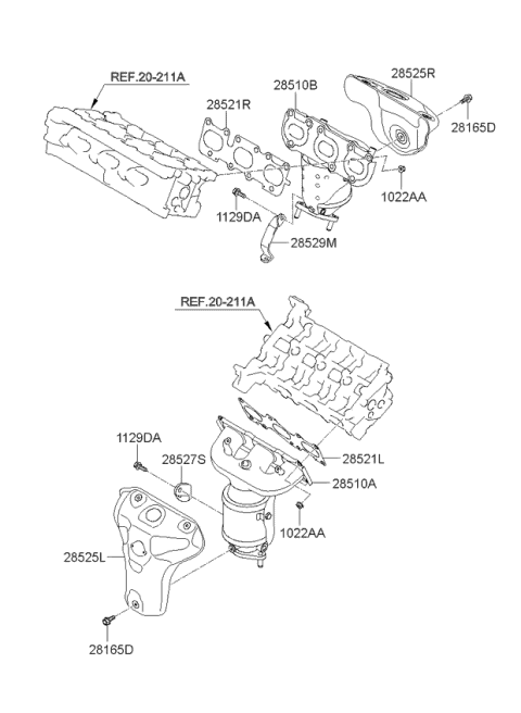 285102G415 Genuine Kia Exhaust Manifold Catalytic Assembly