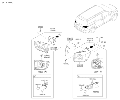 92480A9020 Genuine Kia Rear Combination Holder & Wiring, Outside