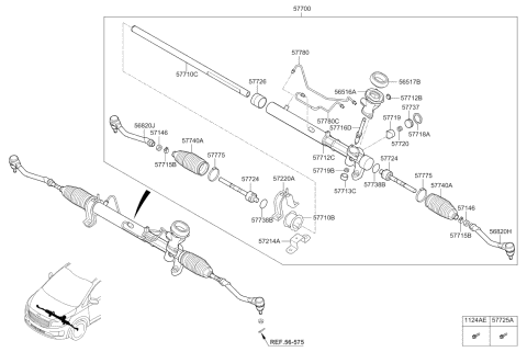 57710A9000 Genuine Kia Rack Assembly-Power Steering Gear Box