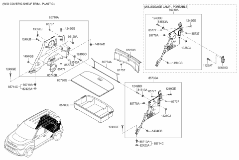 85730B2100EQ Genuine Kia Trim Assembly-Luggage Side