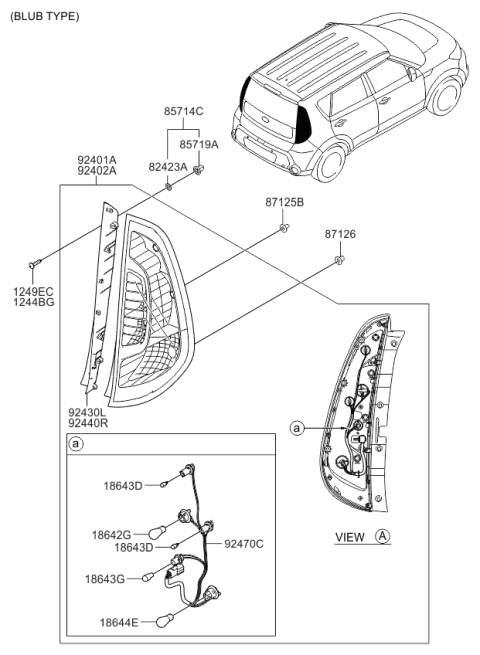 92402B2110 Genuine Kia Lens & Housing-Rear Combination Lamp