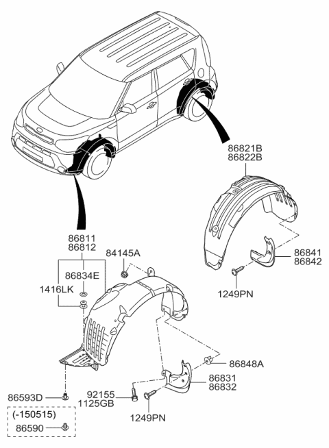 86832B2000 Genuine Kia Guard Assembly-Front Wheel