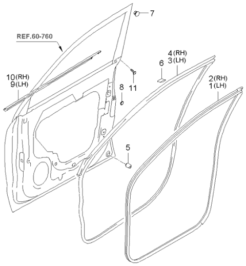 Moulding-Front Door - 2006 Kia Sportage Produced Before SEP.2006