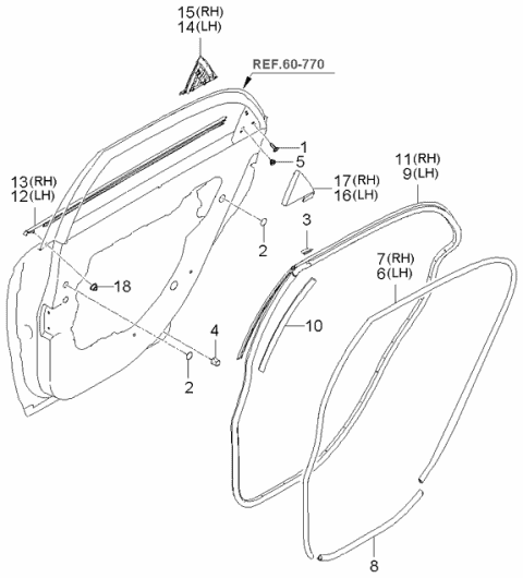 831202F000NM Genuine Kia WEATHERSTRIP-Rear Door Body Side